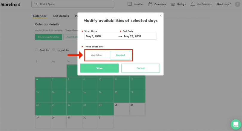 How to Use Storefront's Availability Calendar | Storefront